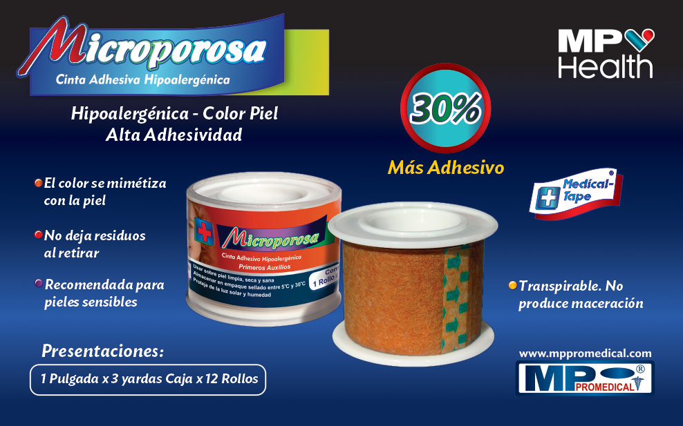 Microporo 1×3 Carrete Color Piel caja x 12 rollos | MP Promedical